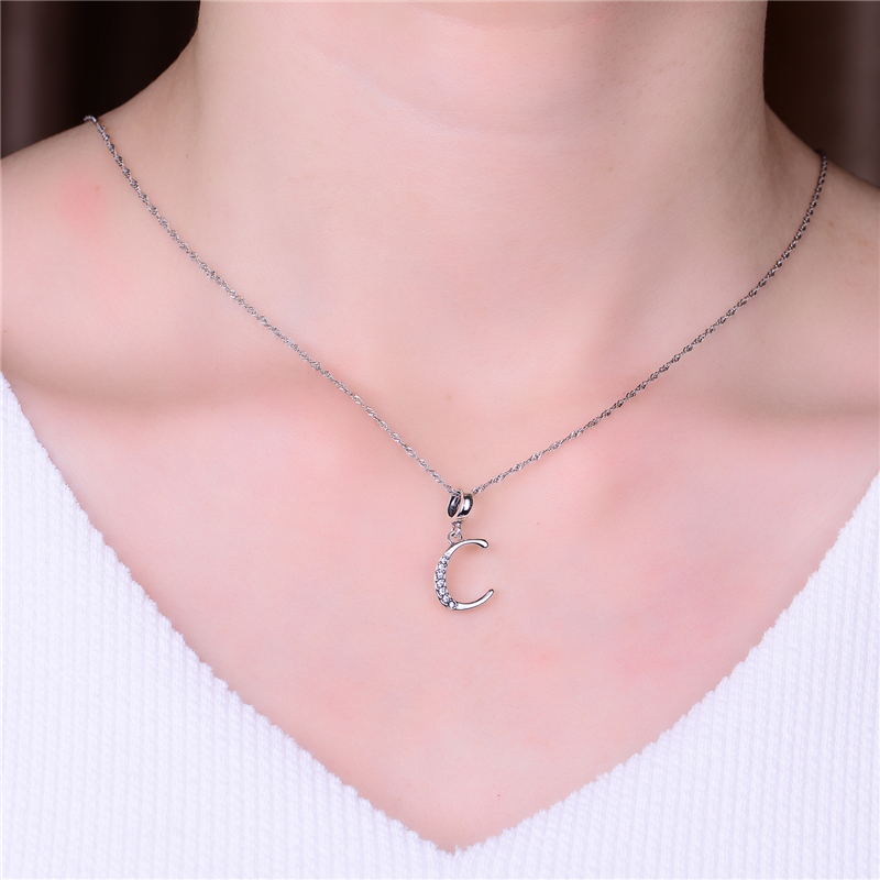 Letter 'C' Initial Pendant Charm, SILVER Jewellery, Alphabet Charms for ...