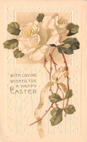 CPA FANTAISIE GAUFRÉE Happy Easter rose blanche | eBay