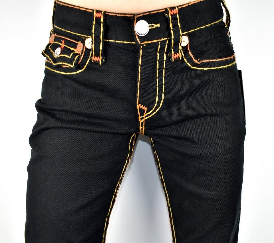 True Religion Men's Ricky Black Rinse Relaxed Straight Super T Jeans ...
