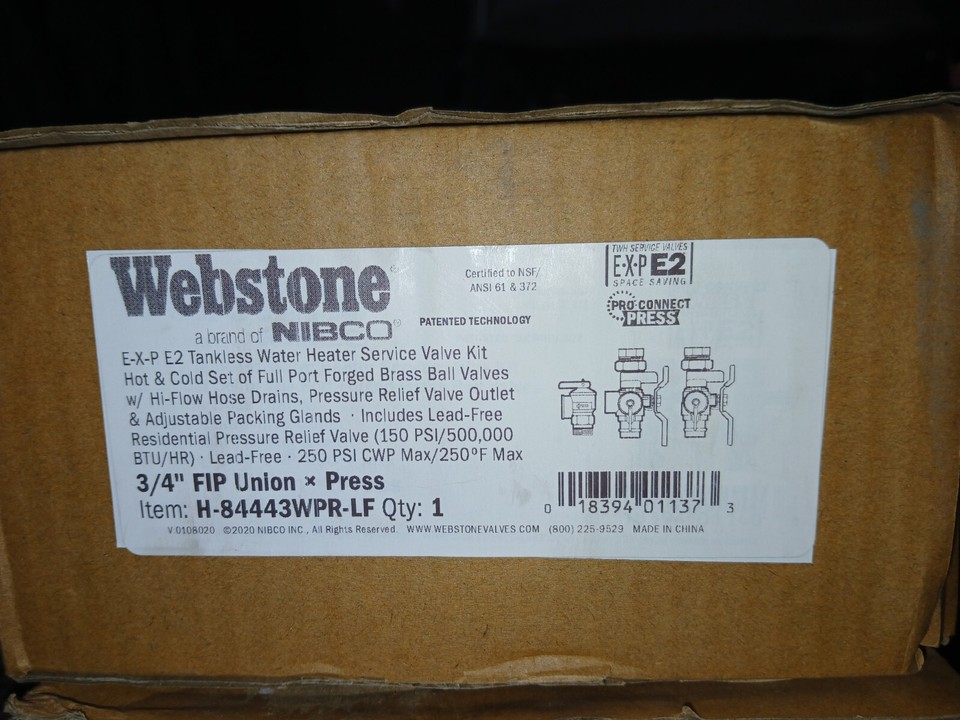 Webstone 3/4"FIP x 3/4" PRESS EXP E2 No PRV Valve Kit Tankless H-84443W ...