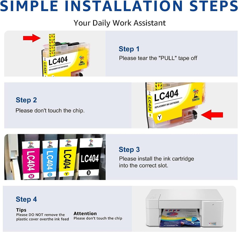 4 Pack LC404 LC 404 Ink Cartridges Compatible For Brother MFC-J1215W ...