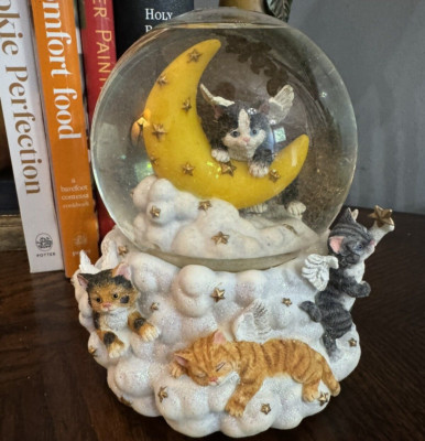 The San Francisco Music Box Co Bill Cleaver Fly Me To The Moon Cat Snowglobe | eBay