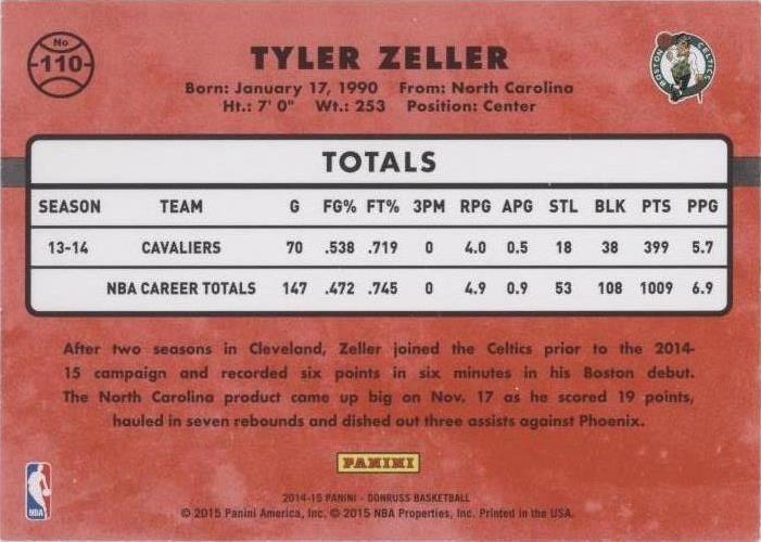 2014-15 Panini Donruss - Tyler Zeller #110 for sale | eBay