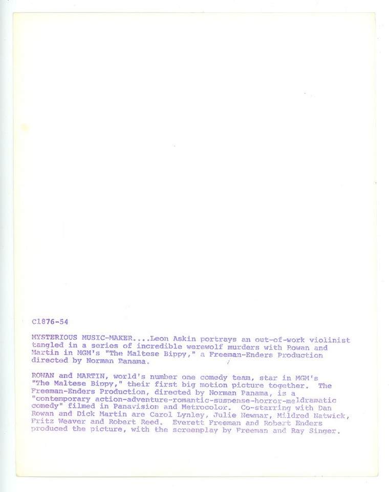 LEON ASKIN original movie photo 1969 THE MALTESE BIPPY | eBay