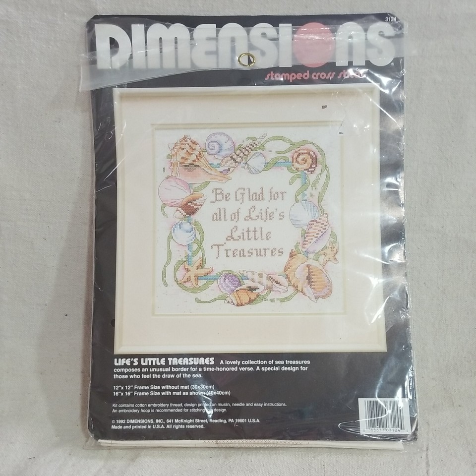 Dimensions Sea Shells Cross Stitch Kit 12x12 Sampler Lifes Treasures ...