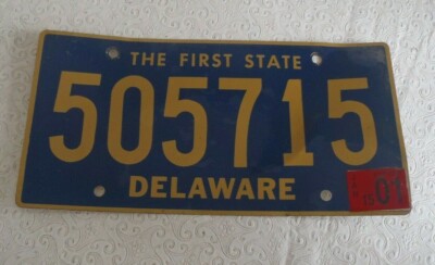 2001 Delaware License Plate Tag 505 715 | eBay