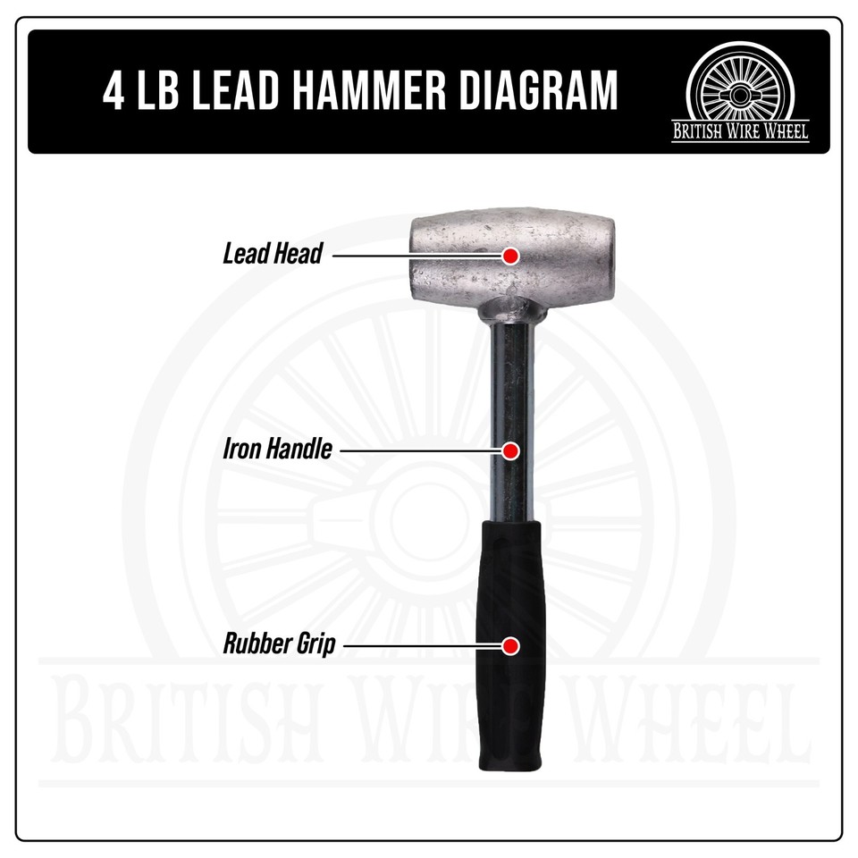 4lb Lead Hammer for Knock Off Spinner Caps on Lowrider Wire Wheelsn ...