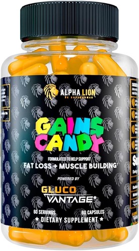 Alpha Lion Gains Candy, Fat Loss & Muscle Building, 60 Capsules for ...