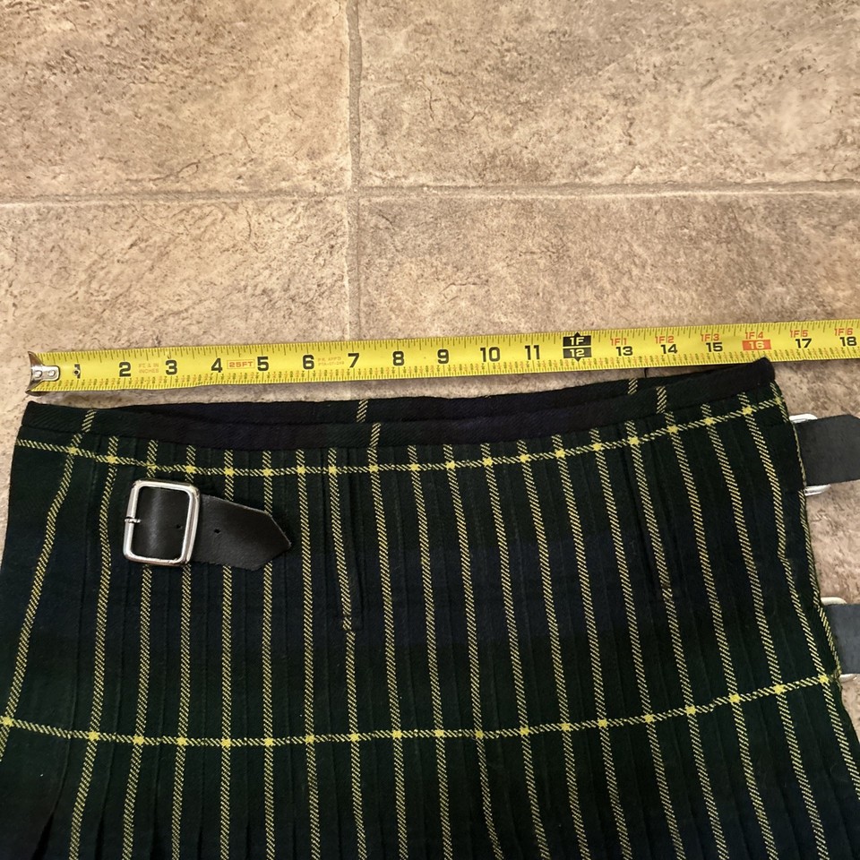 Stillwater Kilts 32 Green Blue Gold Tartan 3 Buckles Scotland Sizing in ...