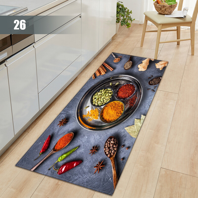 Non Slip Kitchen Floor Mat 3D Spice Print Dining Room Area Rug Carpet ...