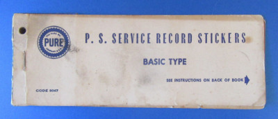 VINTAGE PURE GAS & OIL COMPANY SERVICE RECORD STICKER BOOKLET | eBay