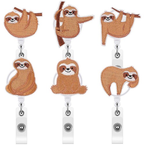Sloth Badge Holder with Clip Embroidery Badge Reel for School Office ...