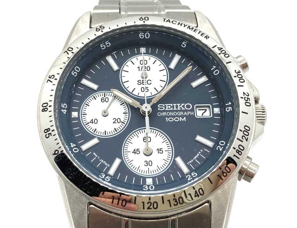Auth SEIKO Chronograph Men's Wristwatch Reverse Panda Dial SND367 7T92 ...