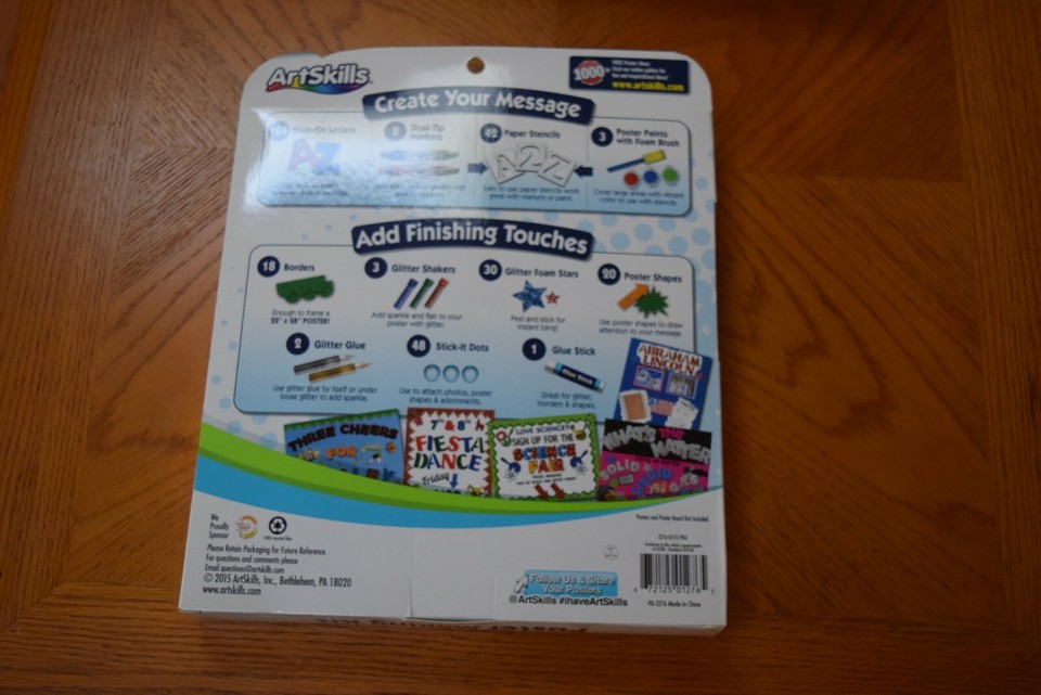 ARTSKILLS 274 PIECE POSTER MAKING KIT MARKERS LETTERS SHAPES PAINT ...