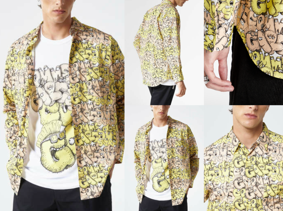 Comme Des Garçons x Kaws Art Printed Dress Shirt Deadstock BNWT L | eBay