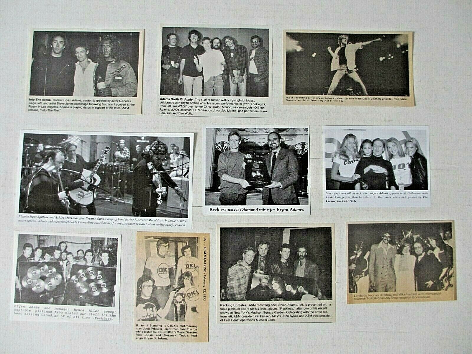 BRYAN ADAMS Sweeney Todd original magazine clippings LOT of 27 rare ...