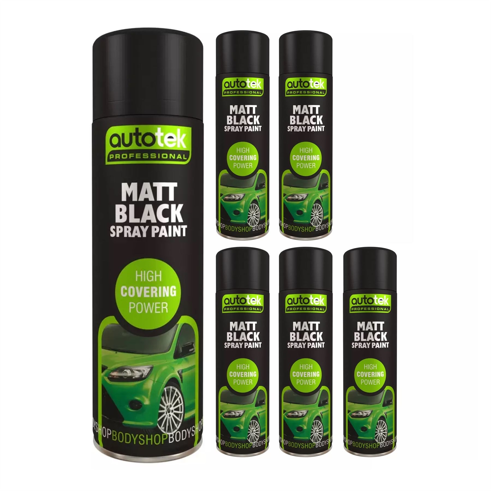 AutoTek Matt Black Multi-Purpose Aerosol Spray Paint 500ml x6 | eBay