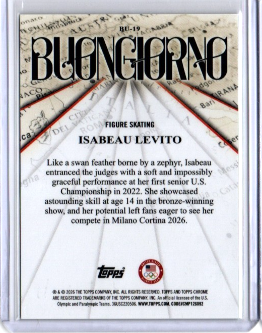 2026 TOPPS CHROME US OLYMPIC ISABEAU LEVITO BUONGIORNO GREEN REFRACTOR ...