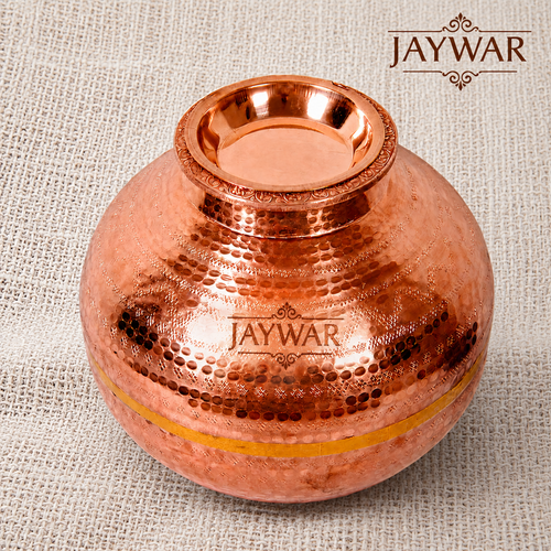 JAYWAR Pure Copper Water Matka Handcrafted Hammered Pot 6.5L 12L 15L ...