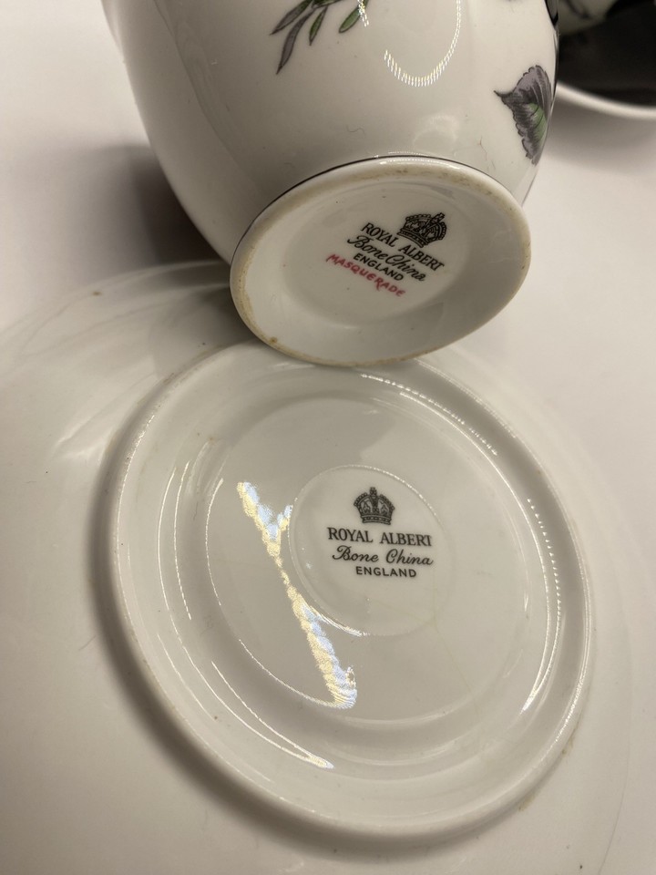 Royal Albert Masquerade – Set of 4 Trios – Cup, Saucer & Tea Plate ...