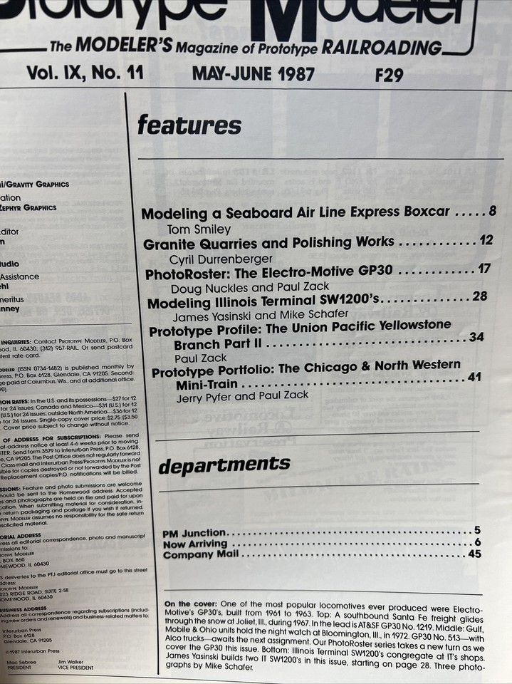 PROTOTYPE MODELER (May-June 1987, Vol 9 - No 11) Issue 29 VG CONDITION ...