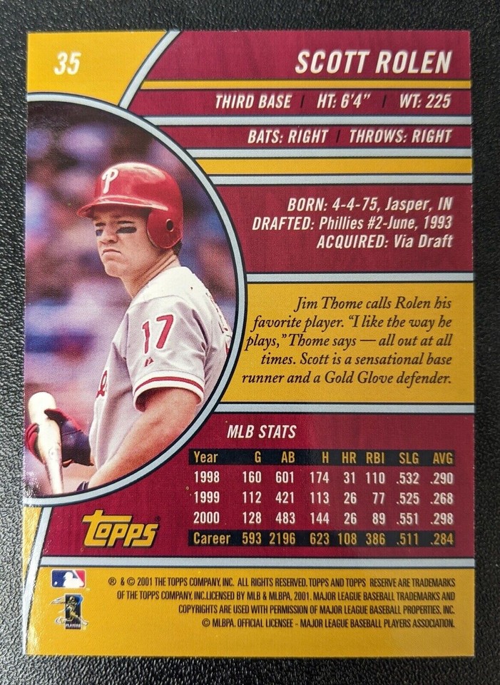 Scott Rolen Philadelphia Phillies 2001 Topps Reserve #35 - Fast ...