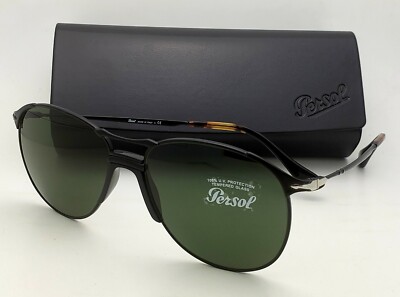 New PERSOL Sunglasses 2649-S 1078/31 55-16 Black Frames with Grey-Green ...