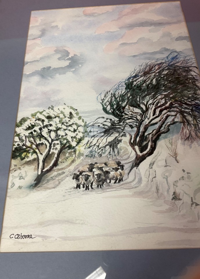 *Watercolour Painting of Sheep in Winter Scene by C. Osborne | eBay UK