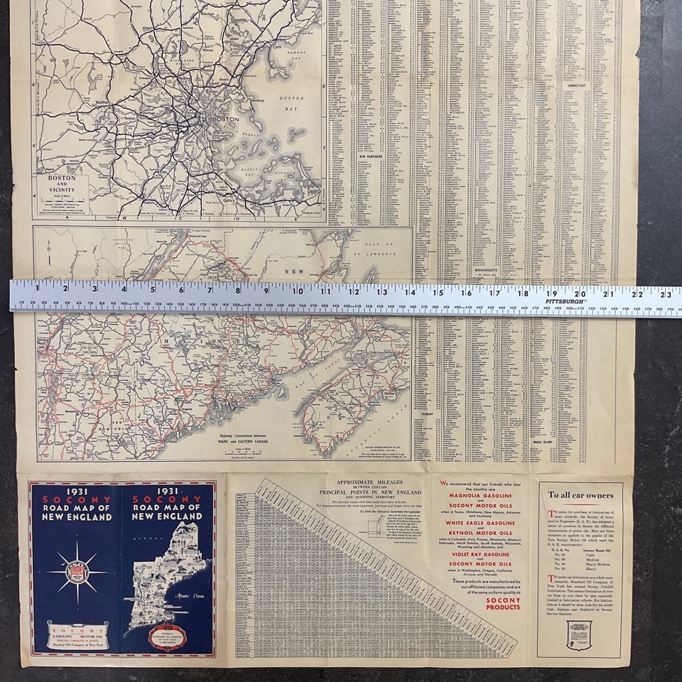 1931 Socony New England fold out road map Soconyland standard oil | eBay