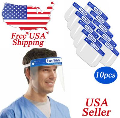 10 PCS Safety Full Face Shield Reusable Washable Protection Cover Face ...