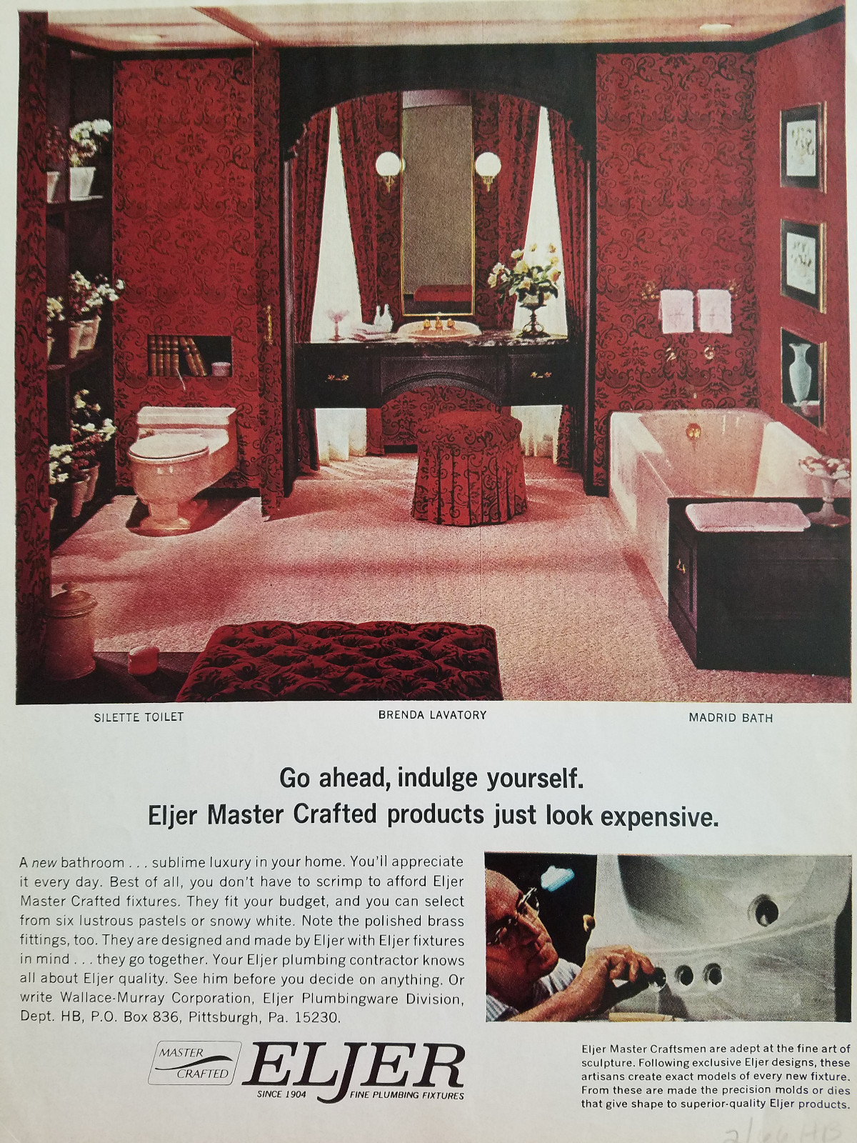 1966 Vintage ELJER PINK Silette Toilet Brenda Lavatory Sink Madrid Bath ...