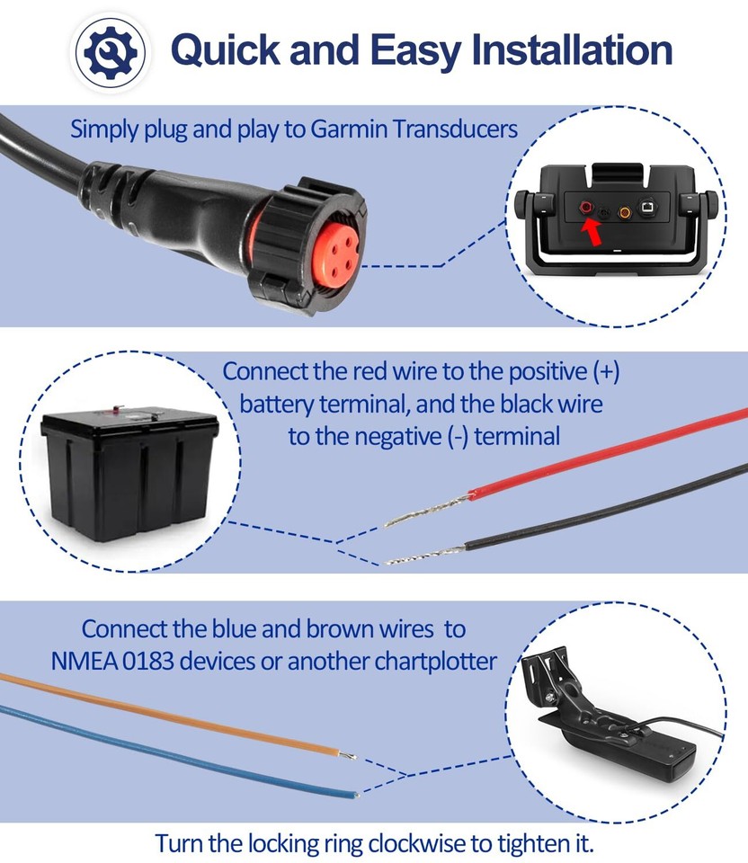 010-12445-00 Power/Data Cable for Garmin echoMAP Chirp/Plus/UHD GPSMAP ...