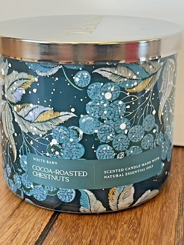 Large WHITE BARN Bath & Body Works COCOA-ROASTED CHESTNUTS 3 Wick ...