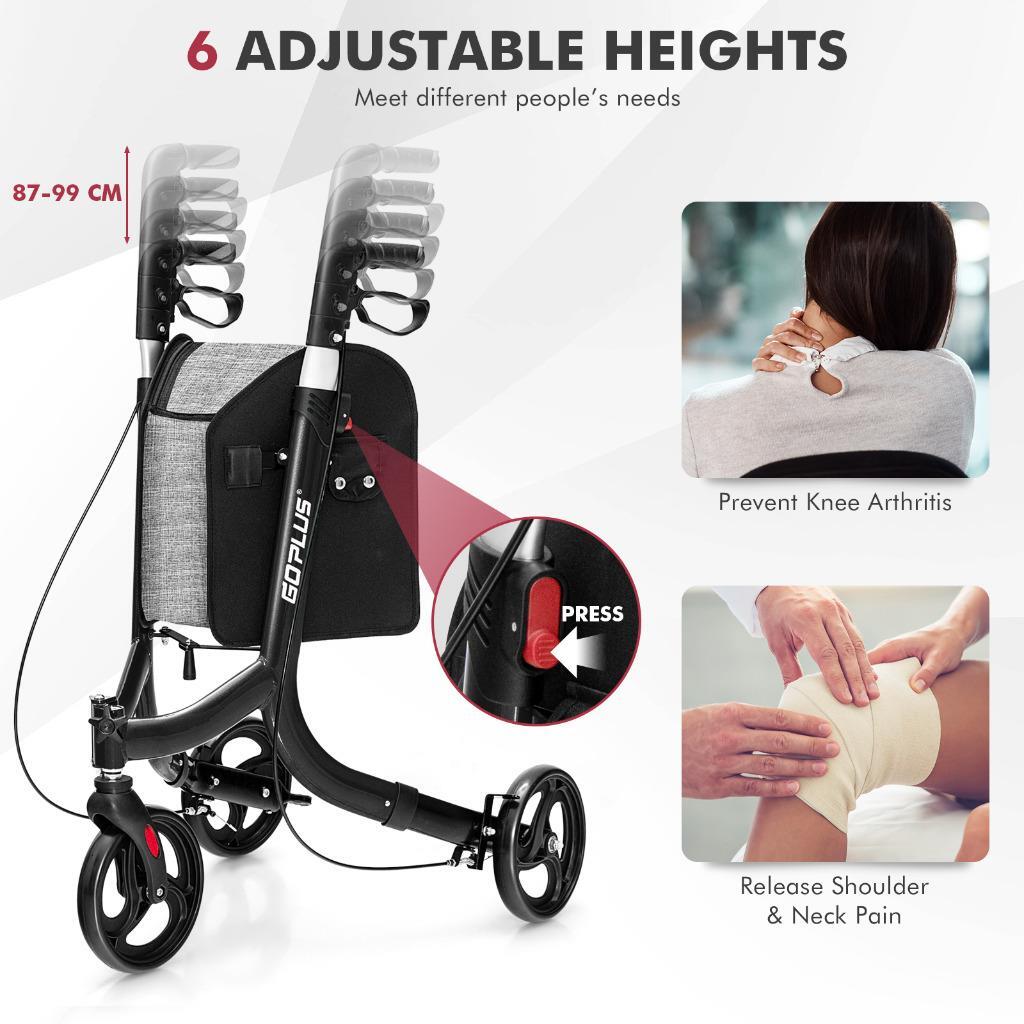 Folding Walking Frame 4WF Rollator Walker Elderly Mobility Aid w ...