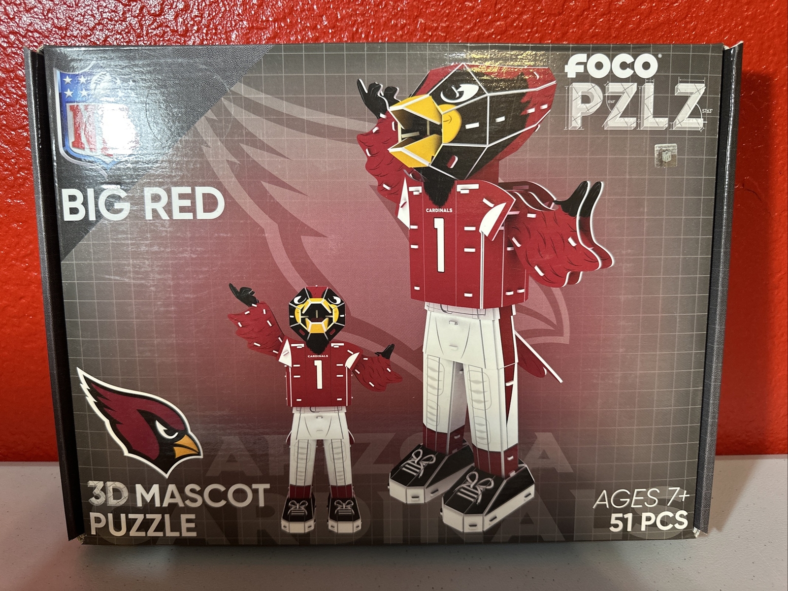 FOCO PZLZ NFL Arizona Cardinals BIG RED 3-D Mascot Puzzle 51 Pieces ...