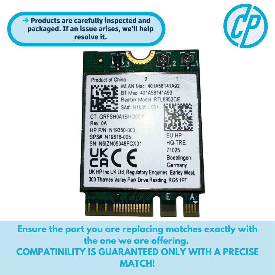 Realtek RTL8852CE M.2 2230 N19350-003 Laptop Wifi 6E Bluetooth 5.3 ...