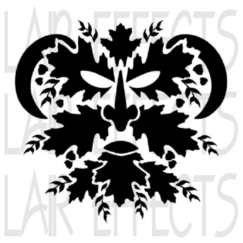 12 X 12 GREEN MAN Face STENCIL Horns/Leaves/Nature/Acorns Greenman ...