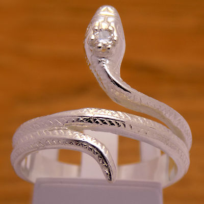 Vintage Massive Solid 925 Sterling Silver Stunning Snake Design White ...