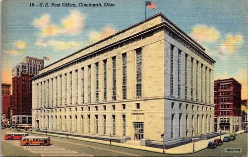 US Post Office Cincinnati Ohio OH Linen Postcard UNP VTG Curteich ...