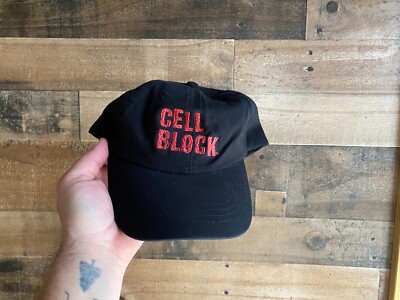Cell Block Strapback Hat Black Red Sewn Adult Mens Dad Cap One Size ...