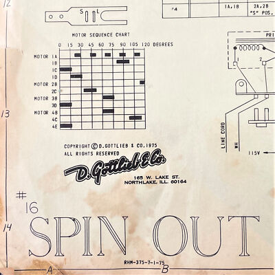 Gottlieb Spin Out Pinball Machine Game Manual Schematics ORIGINAL | eBay
