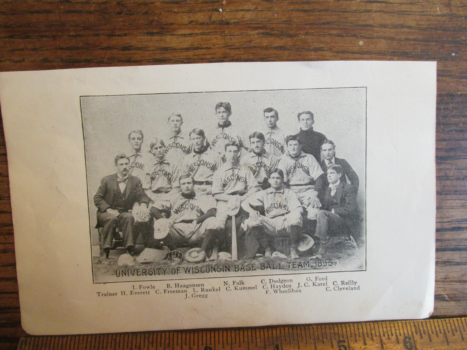Antique Vintage 1895 Baseball Ephemera Photo Univ Wisconsin Team & NE ...
