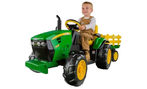 Peg Perego John Deere Ground Force Tractor with Trailer 12 Volt Ride On ...