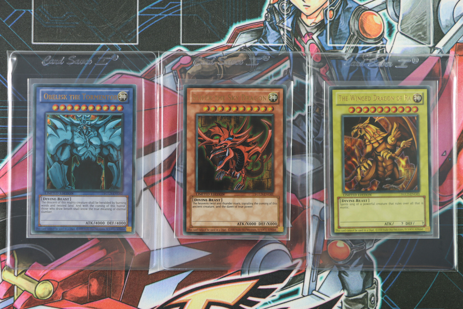 YuGiOh Egyptian God Cards Slifer Obelisk & Winged Dragon Of Ra YGLD ...