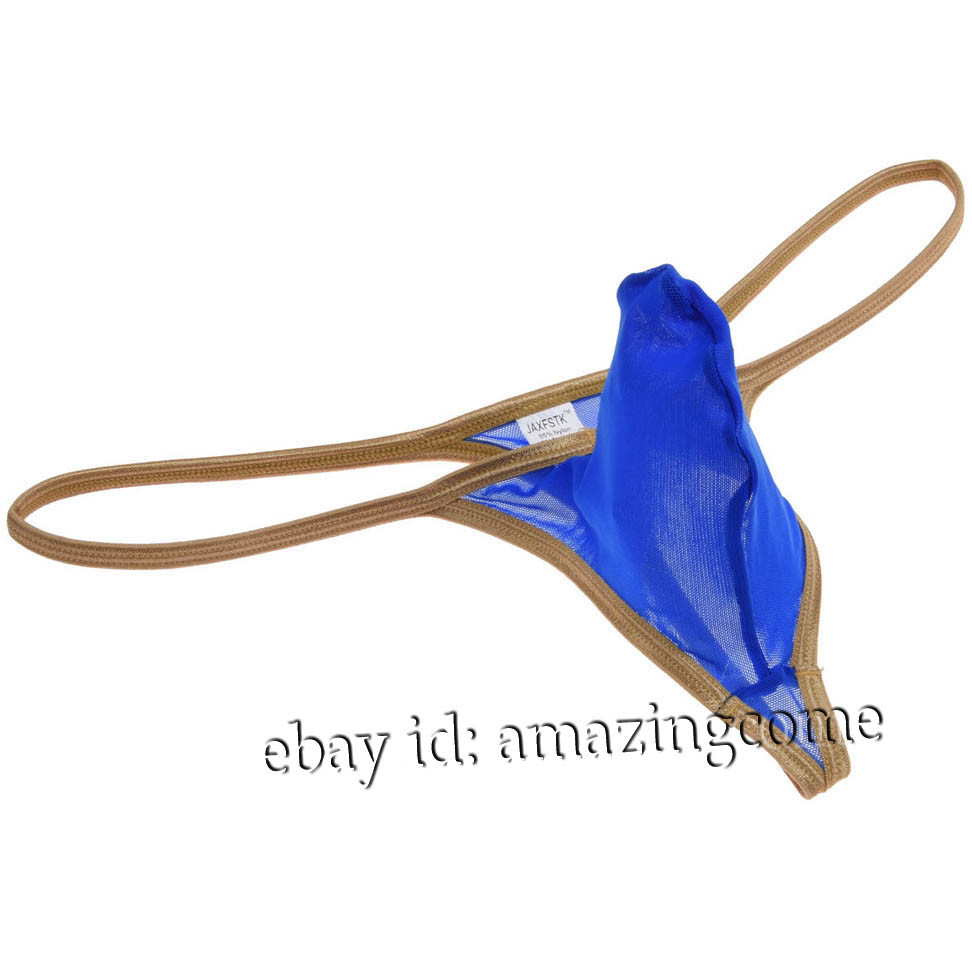 Men Thong Liquid Stretch Micro Underwear Shiny Border Sheer Mesh Mini G ...