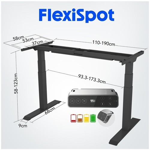 FLEXISPOT E7 Dual Motor Electric Standing Desk Frame 161kg, 3-Stage, Black Base | eBay Australia