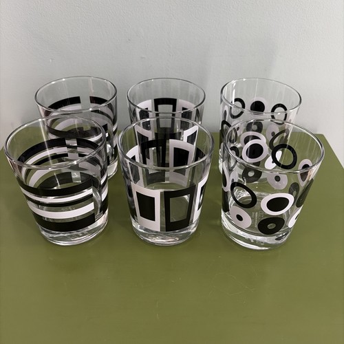 IKEA GODIS MIX 6 Pc Glass Set 7oz Black White Retro Henrik Preutz ...