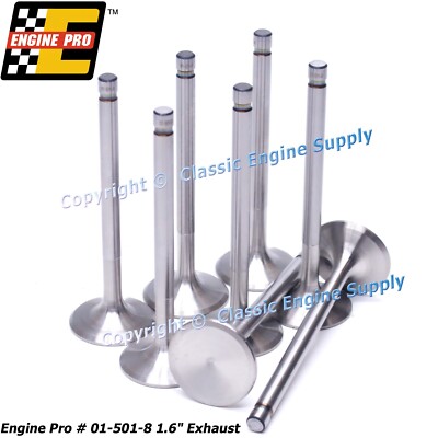 Engine Pro sb Chevy Stainless Steel Exhaust Valve Set 1.6" x 4.910" | eBay
