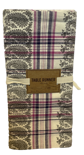 Plaid Paisley World Market Table Runner Cotton 16" X 90" Pink Purple ...