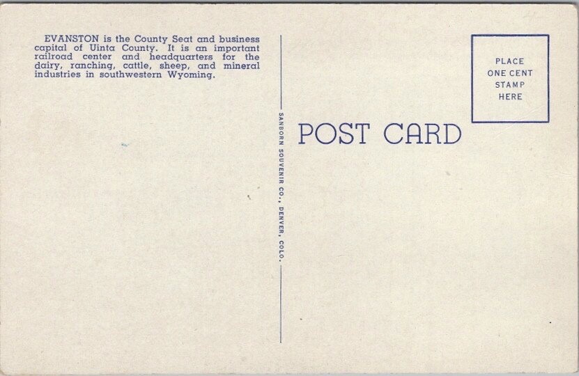 Evanston, Wyoming Postcard Bird's-Eye Panorama Town View / Sanborn ...